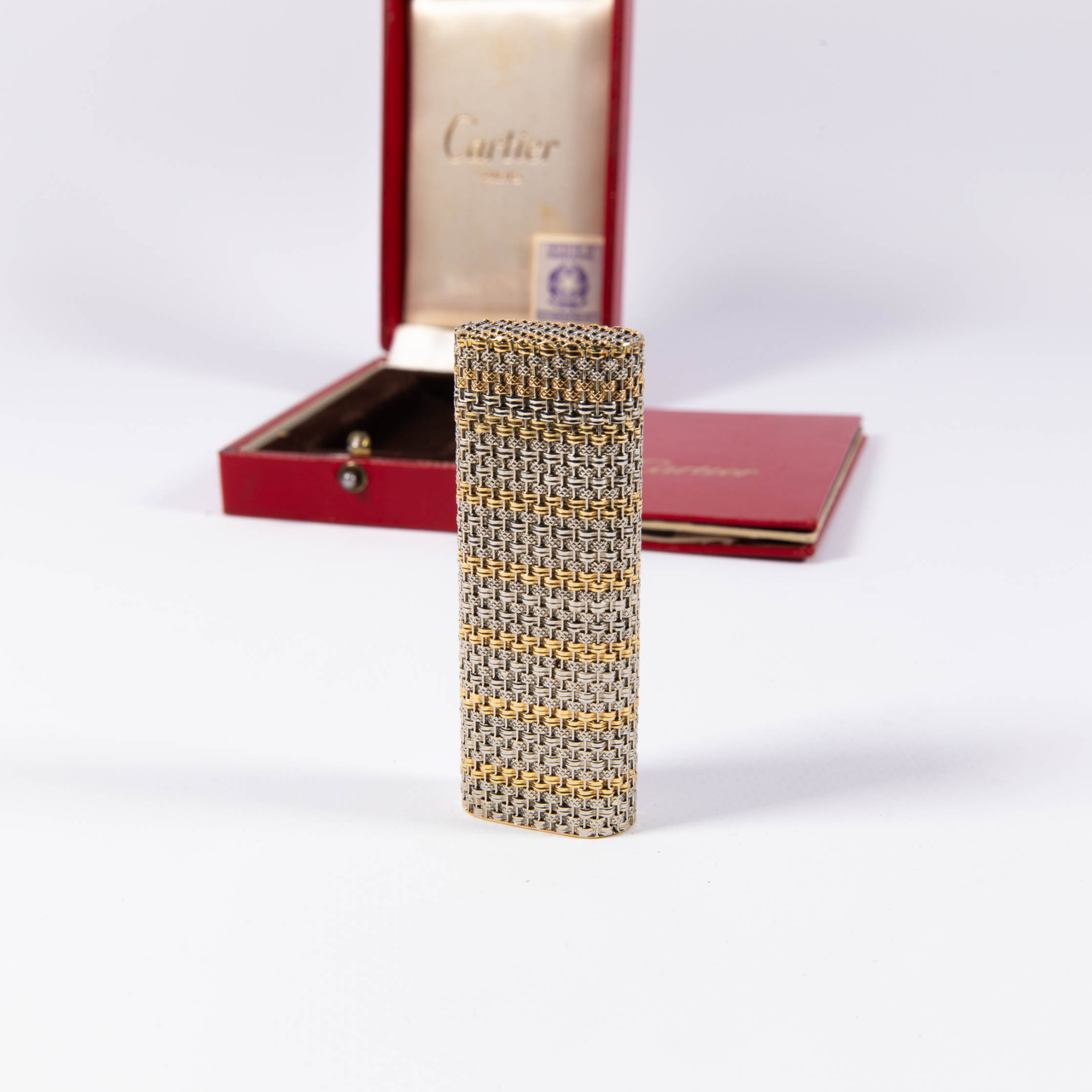 Vintage 18K Solid Gold Sleeved Cartier Les Must lighter Complete In Box ...