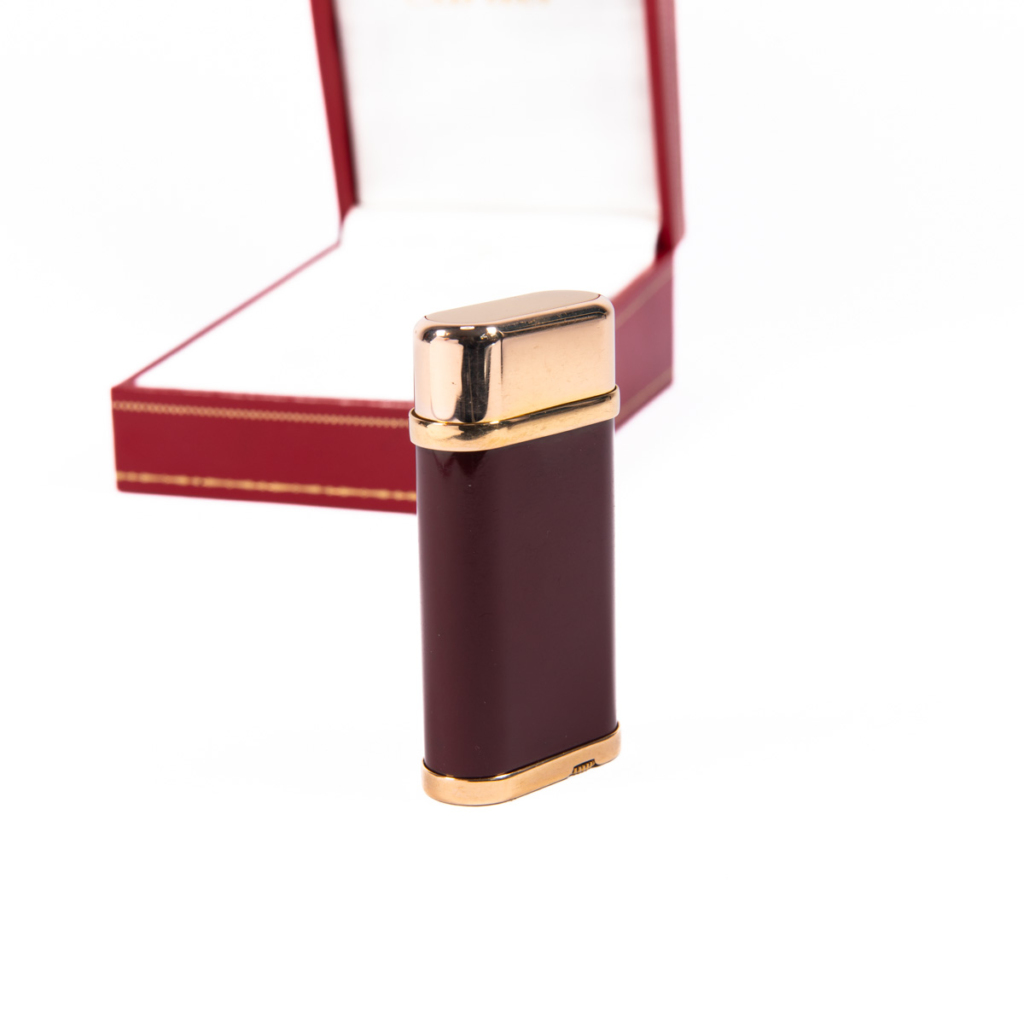 Cartier Oval lighter Red Lacquered Gold Plated Complete In Box - The ...
